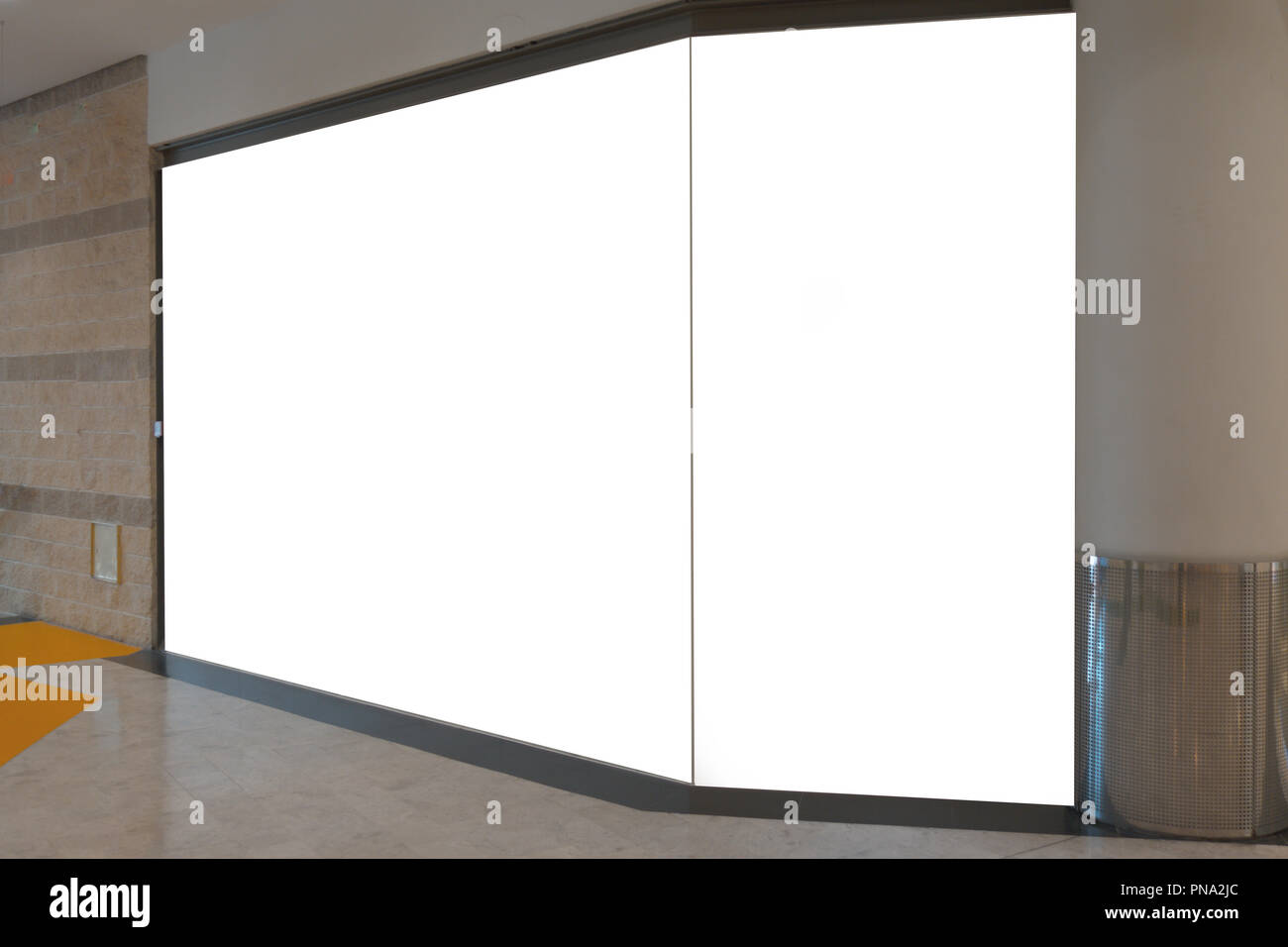 Mock up. Billboard banner, store showcase window inside the shopping ...