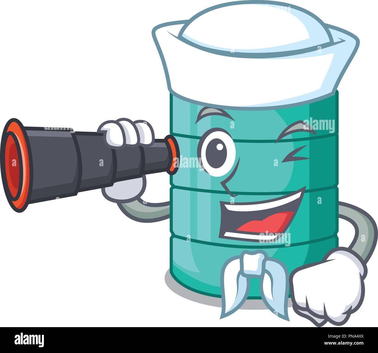 Sailor with binocular cartoon water tank on the tower Stock Vector ...