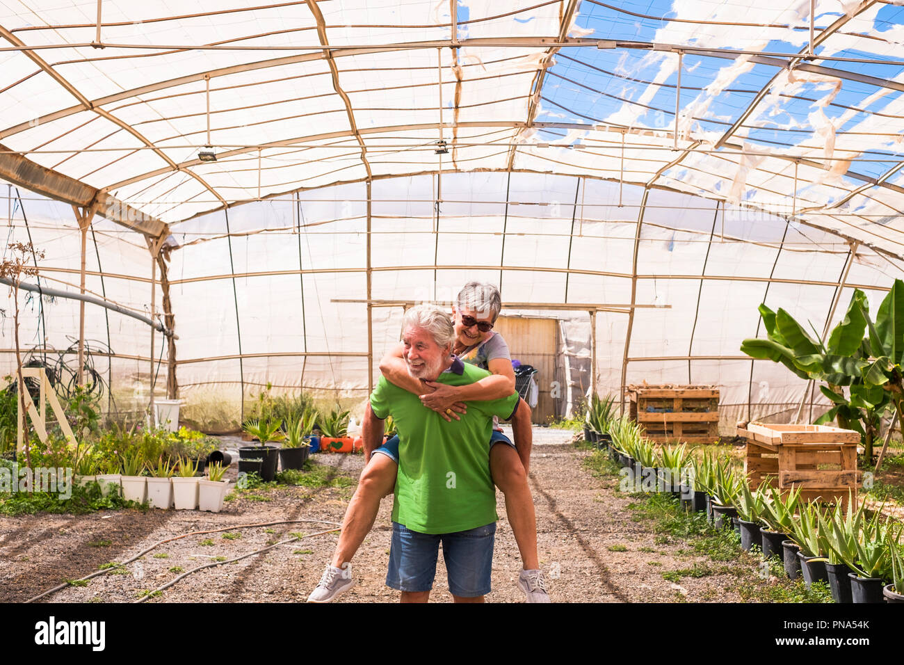 happiness for beautiful caucasian couple carrying out and enjoy the ...