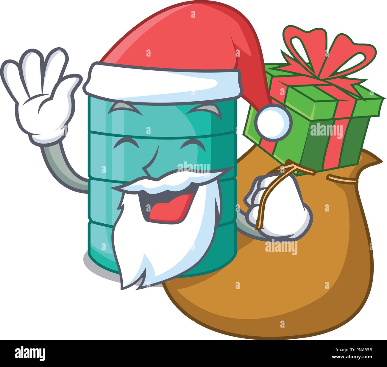 Santa with gift cartoon water tank for in agriculture Stock Vector ...