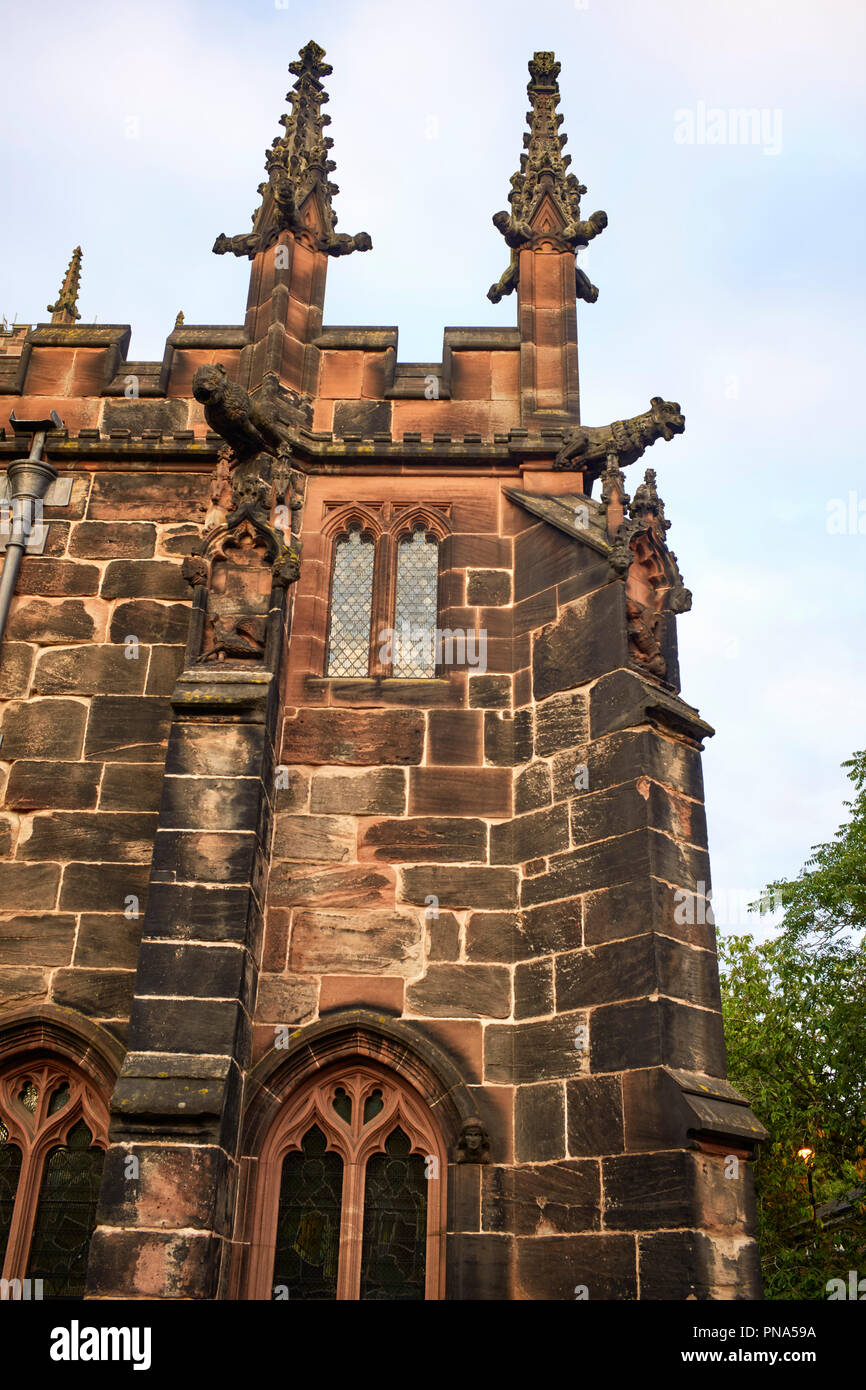 Details of gargoyles and sandstone stonework on St Mary’s church in ...