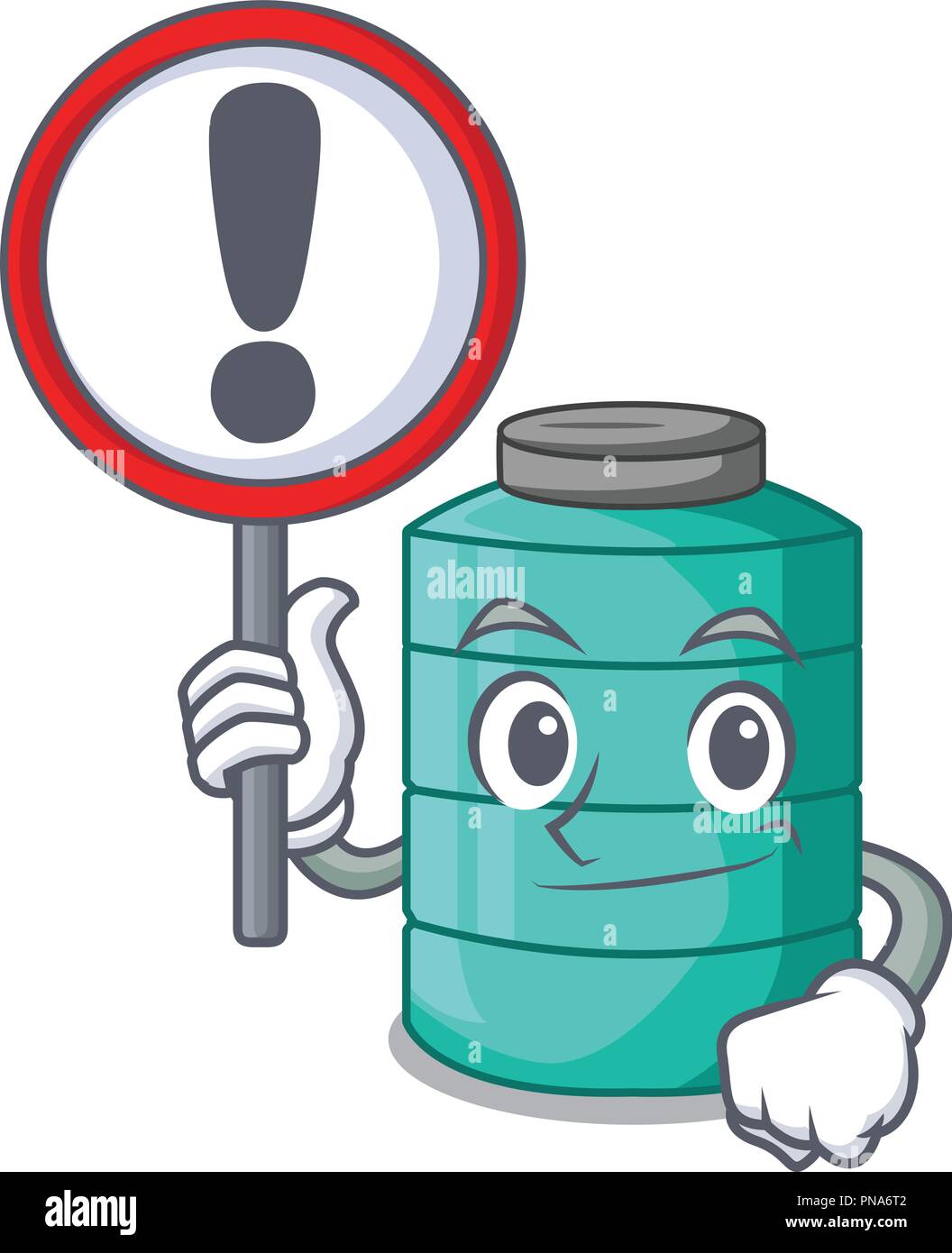 With sign cartoon big industrial water tank container Stock Vector ...