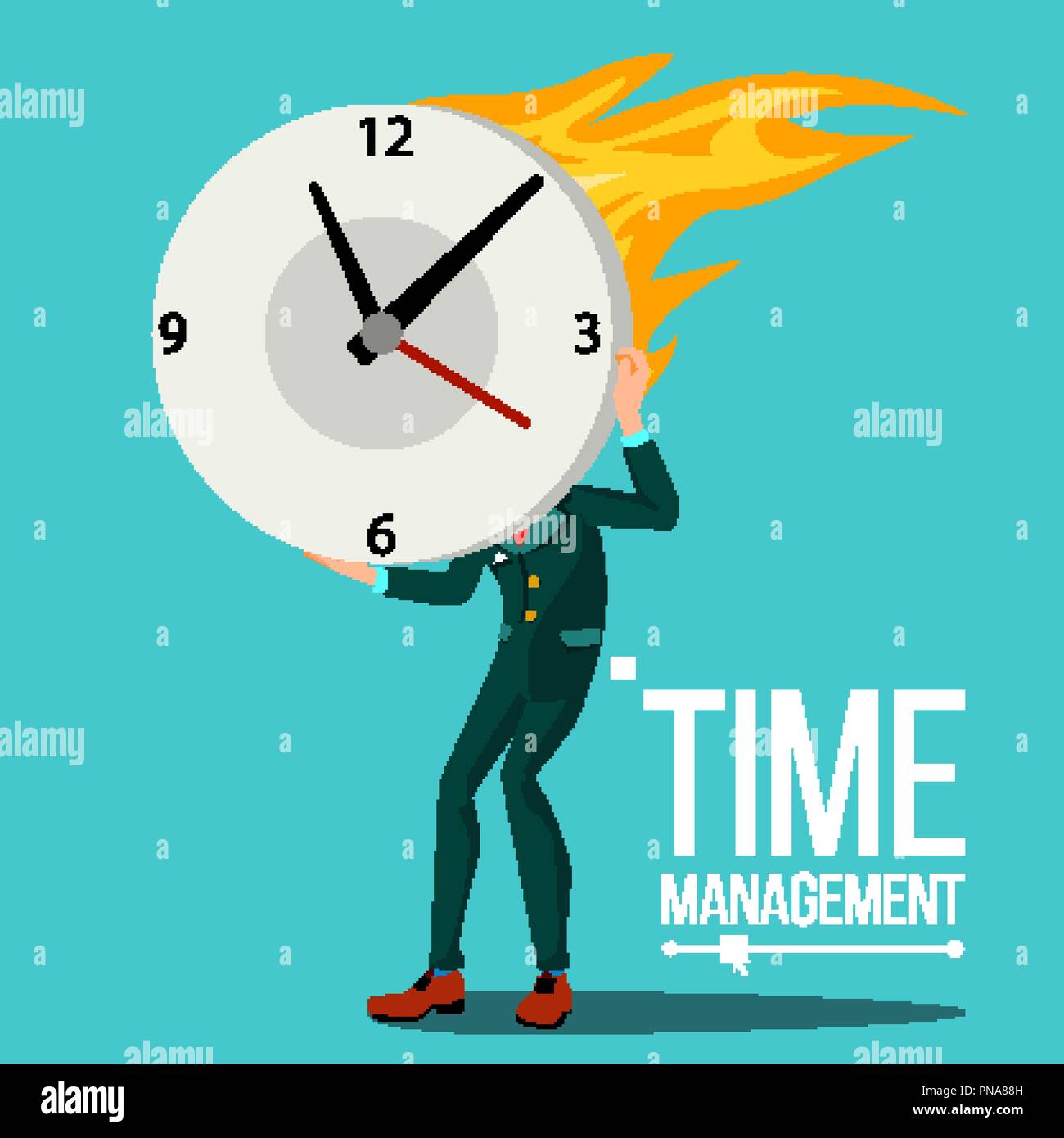 Time Management Man Vector. Organization Of Work Process. Free Time ...