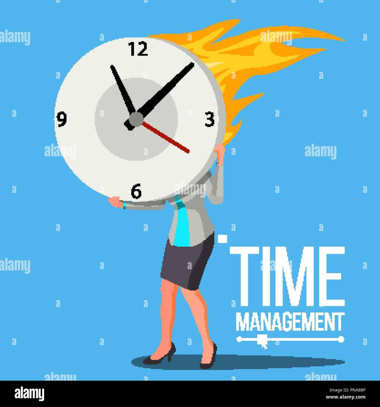 Time Management Woman Vector. Free Time. Control. Management. Business ...