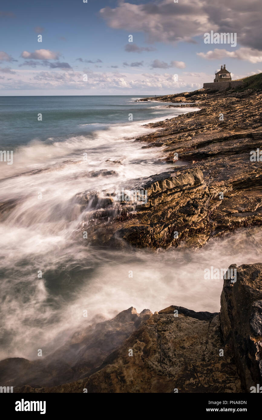 Rumbling Kern and Bathing House seascape, Northumberland coast, England ...