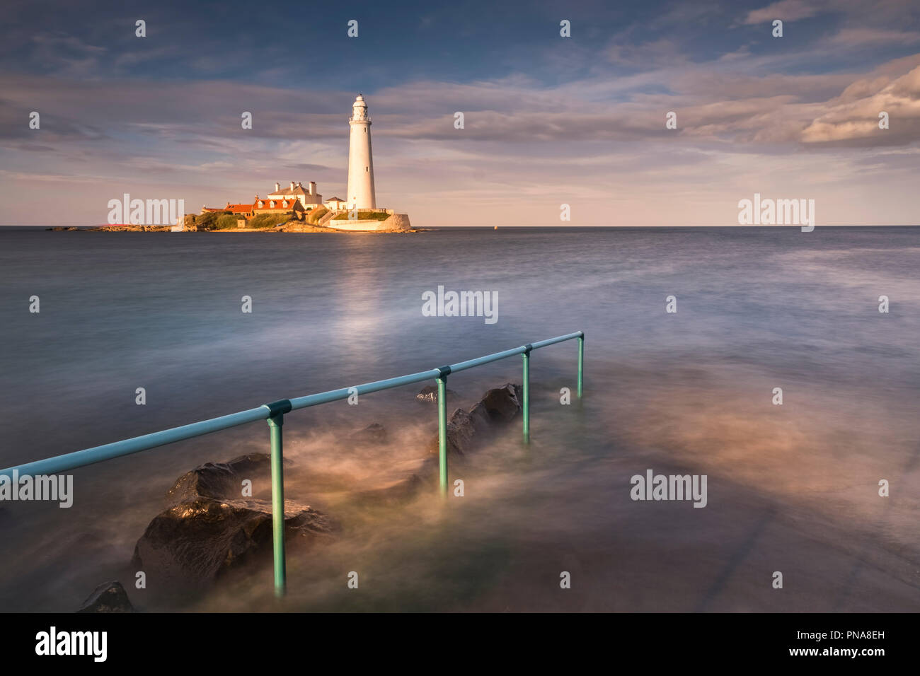 St Marys Lighthouse at Whitley Bay, Northumberland, England, UK Stock ...