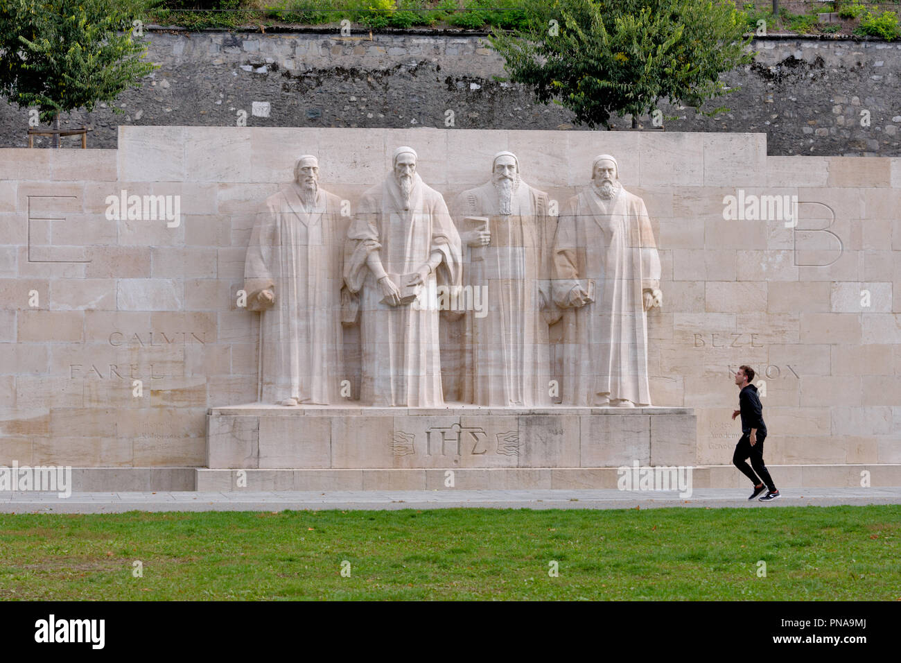 The Reformation Wall in bastions park in Geneva, Switzerland Stock ...