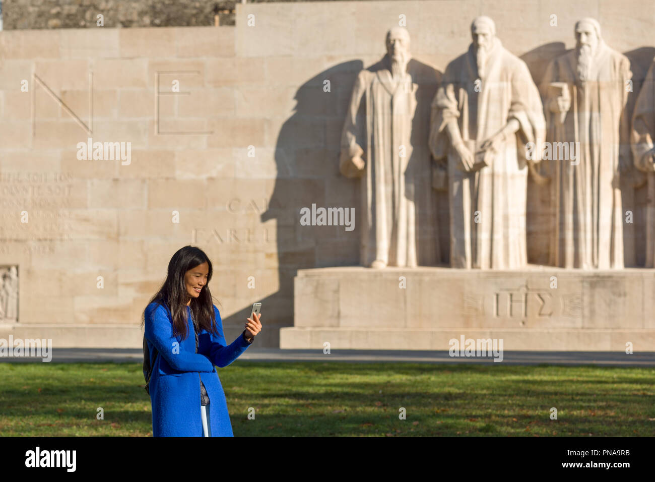 The Reformation Wall in bastions park in Geneva, Switzerland Stock ...