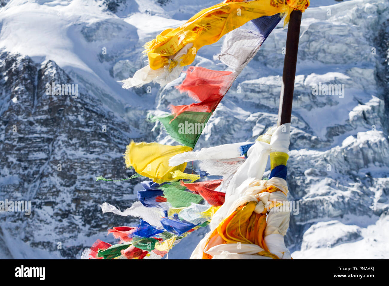 Prayer buddhist flags fluttering in the wind Stock Photo - Alamy