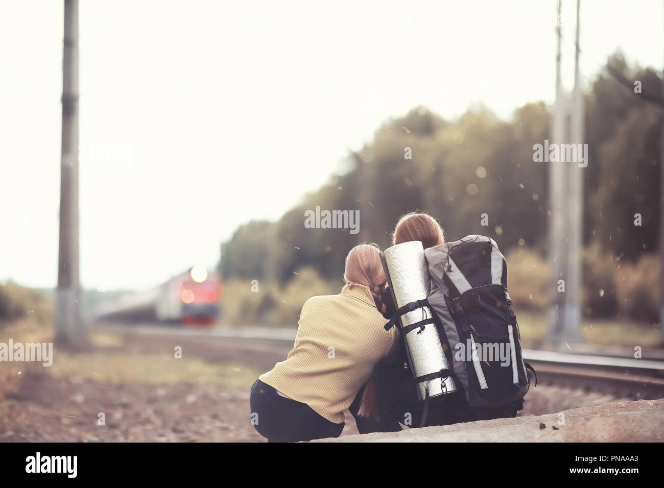 Traveling with a backpack on foot Stock Photo - Alamy