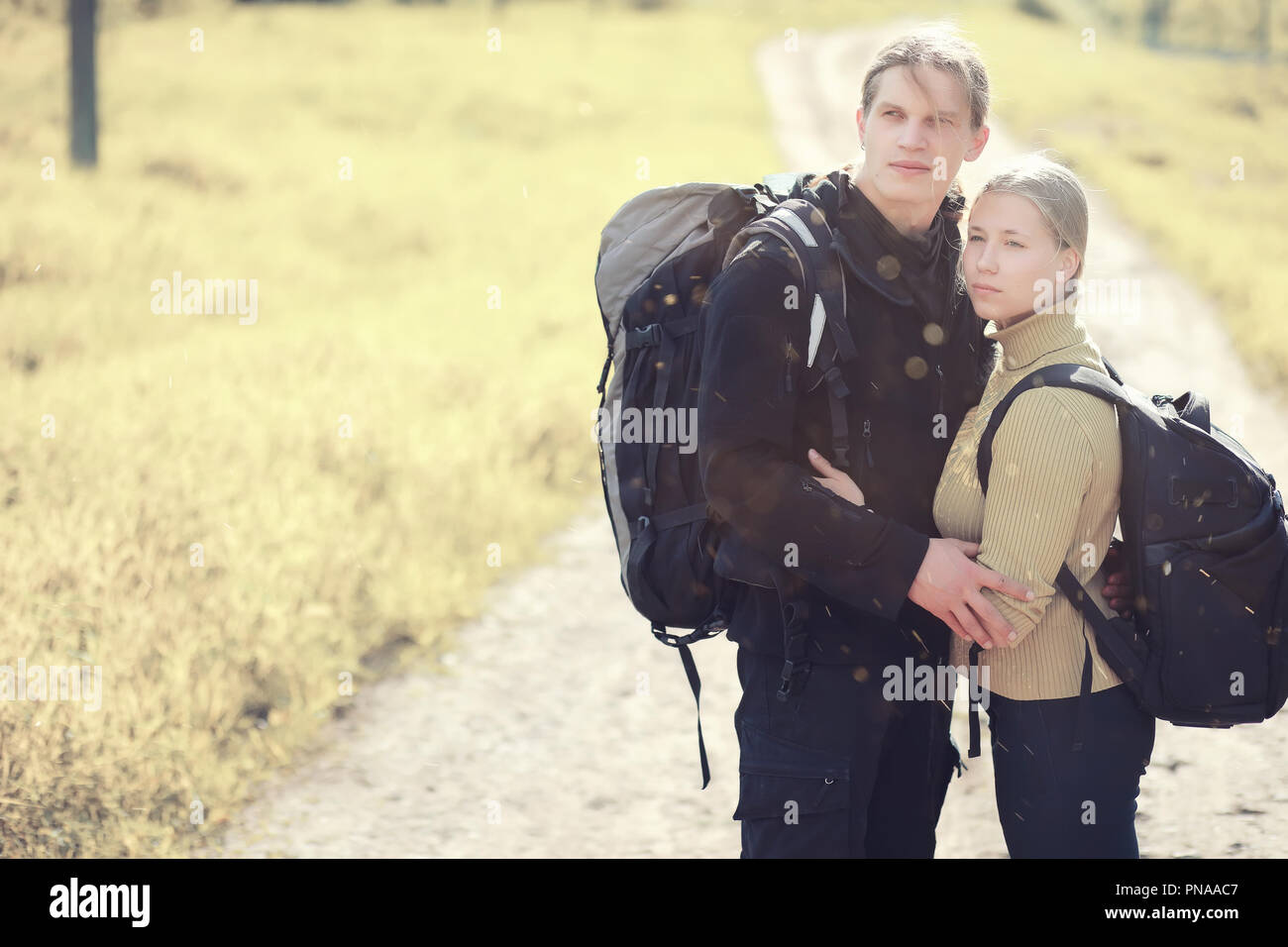 Traveling with a backpack on foot Stock Photo - Alamy