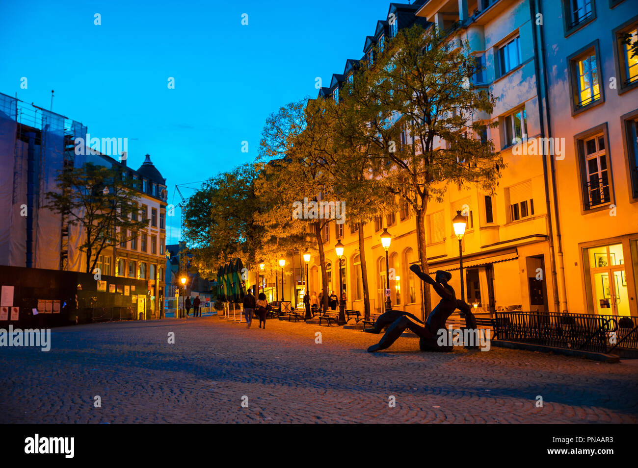 Historical Luxembourg street illuminated Stock Photo - Alamy
