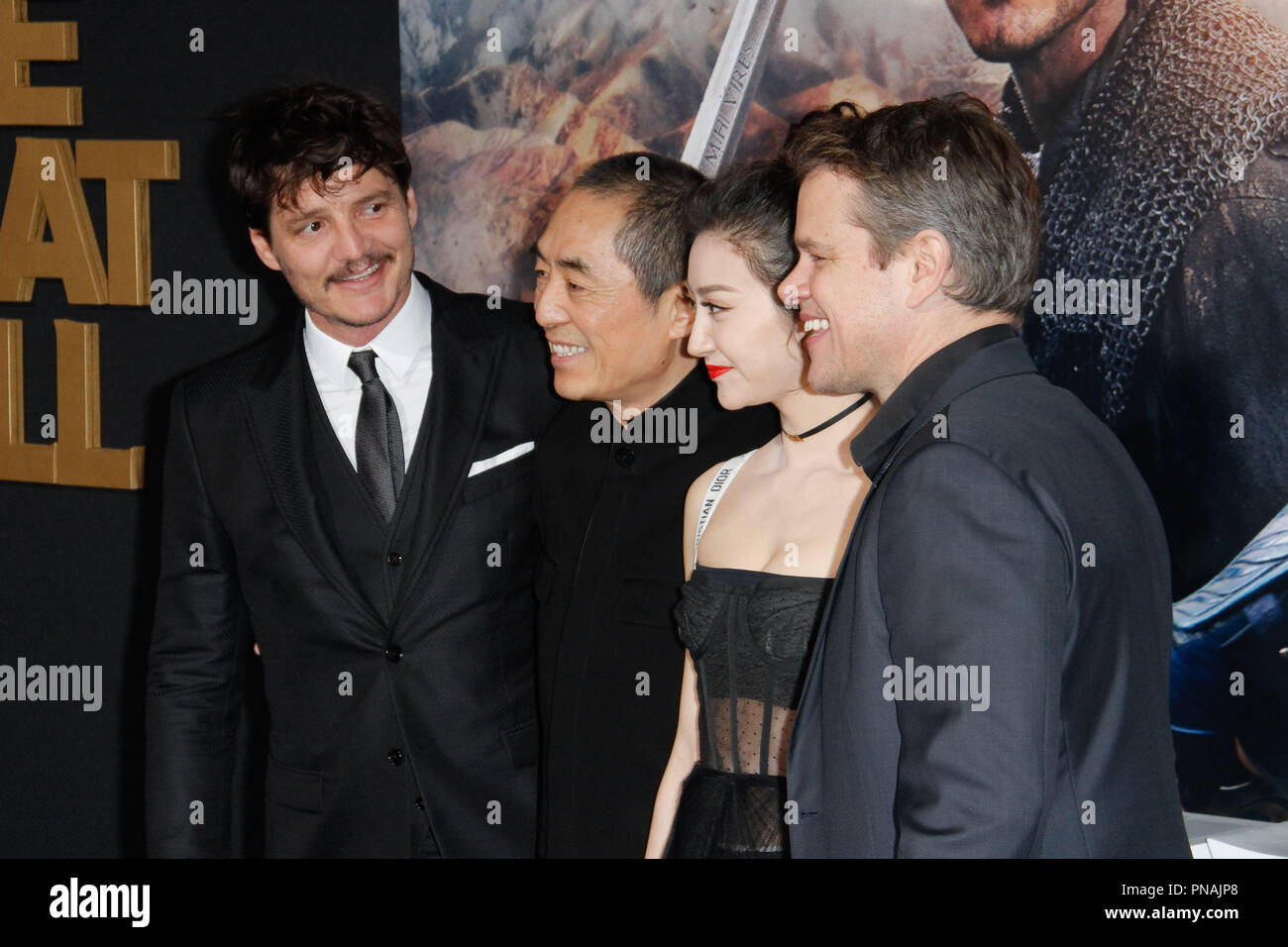 Pedro Pascal, Zhang Yimou, Jing Tian, Matt Damon at the Premiere of ...