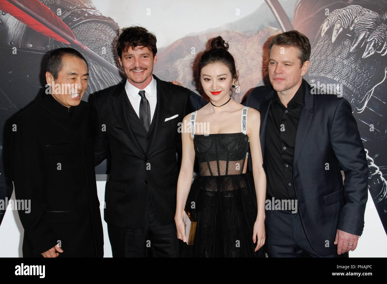 Zhang Yimou, Pedro Pascal, Jing Tian, Matt Damon at the Premiere of ...