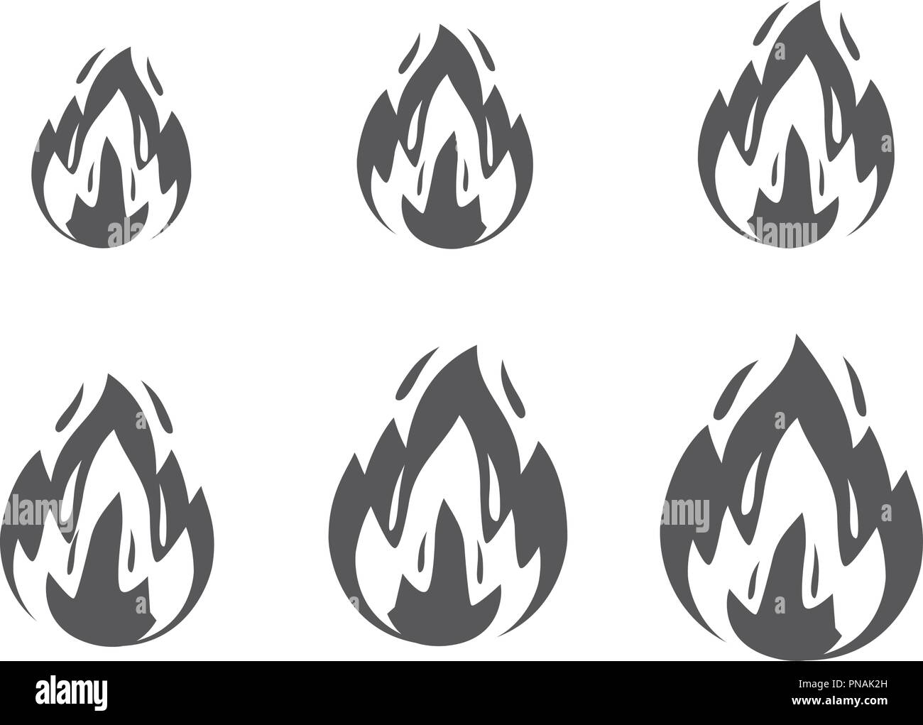 Vector fire sprites, flames symbol and sign illustration on white ...