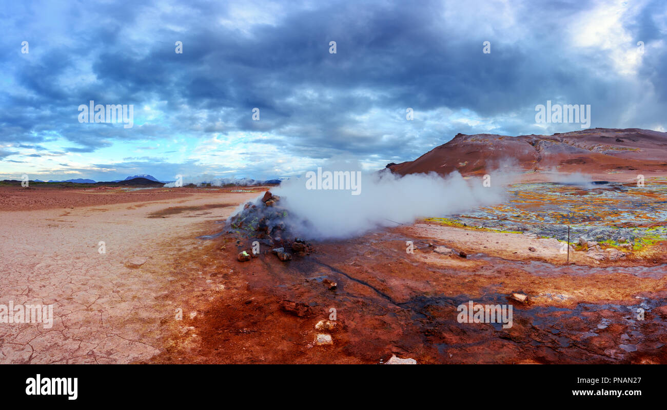 Smoking fumaroles on Hverarond valley Stock Photo - Alamy