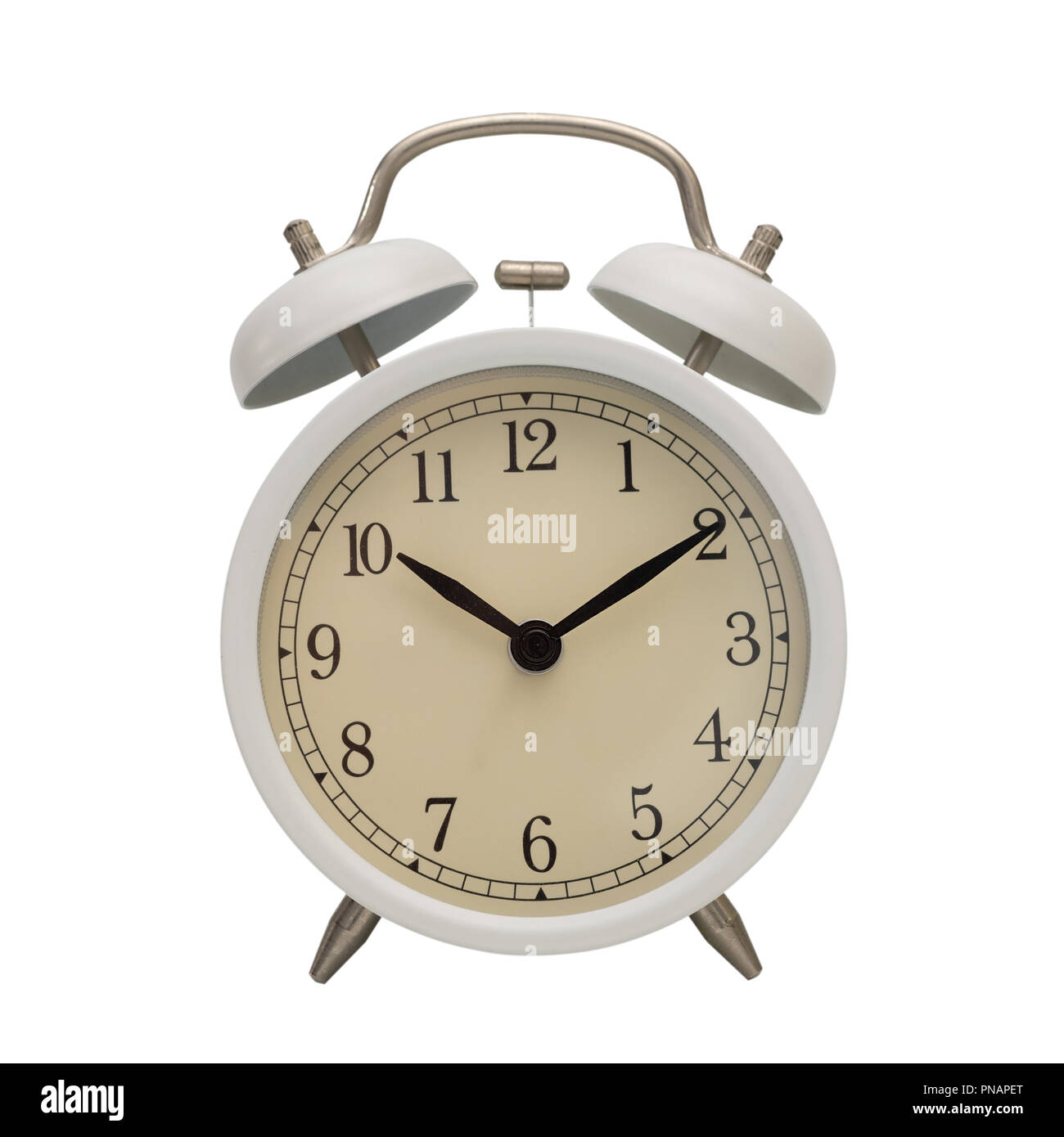 White Alarm clock isolated on white background with clipping path Stock ...