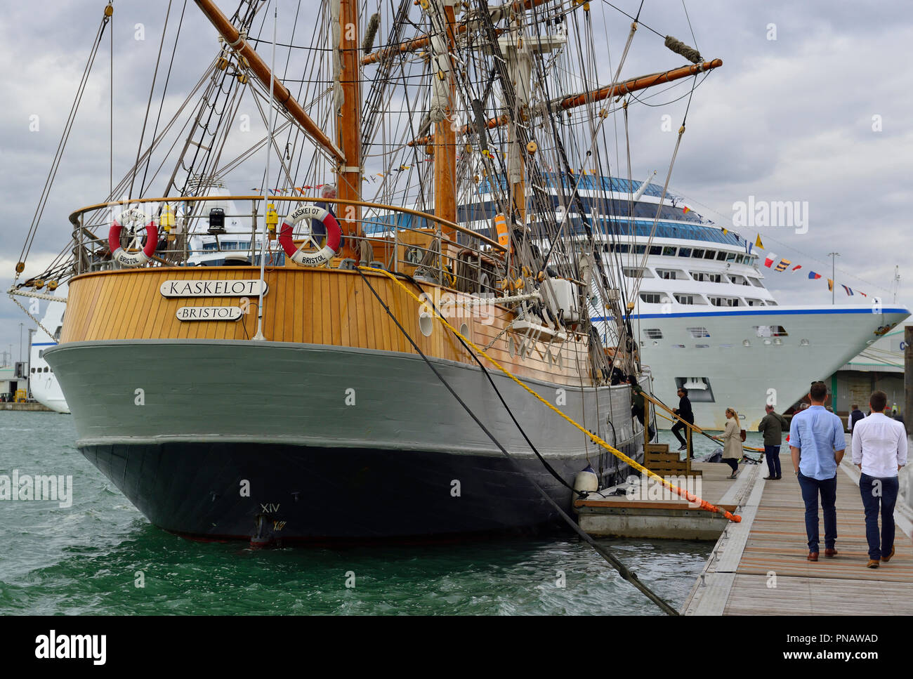 The three-masted barque Kaskelot, a wooden Tall Ship, at the ...