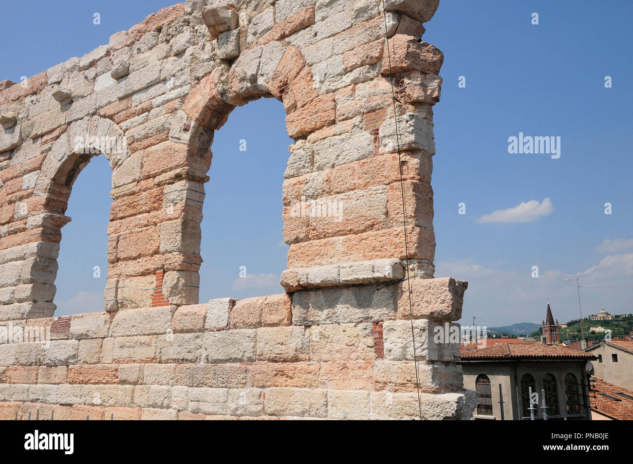 Italy, Veneto, Verona, Arena arches with city skyline Stock Photo - Alamy