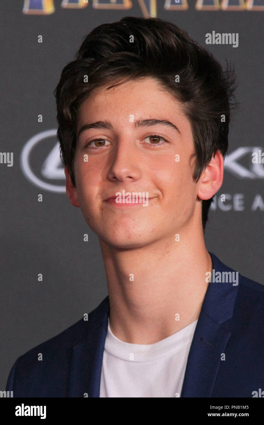 Milo Manheim at the Premiere of Marvel Studios' "Black Panther" held at ...