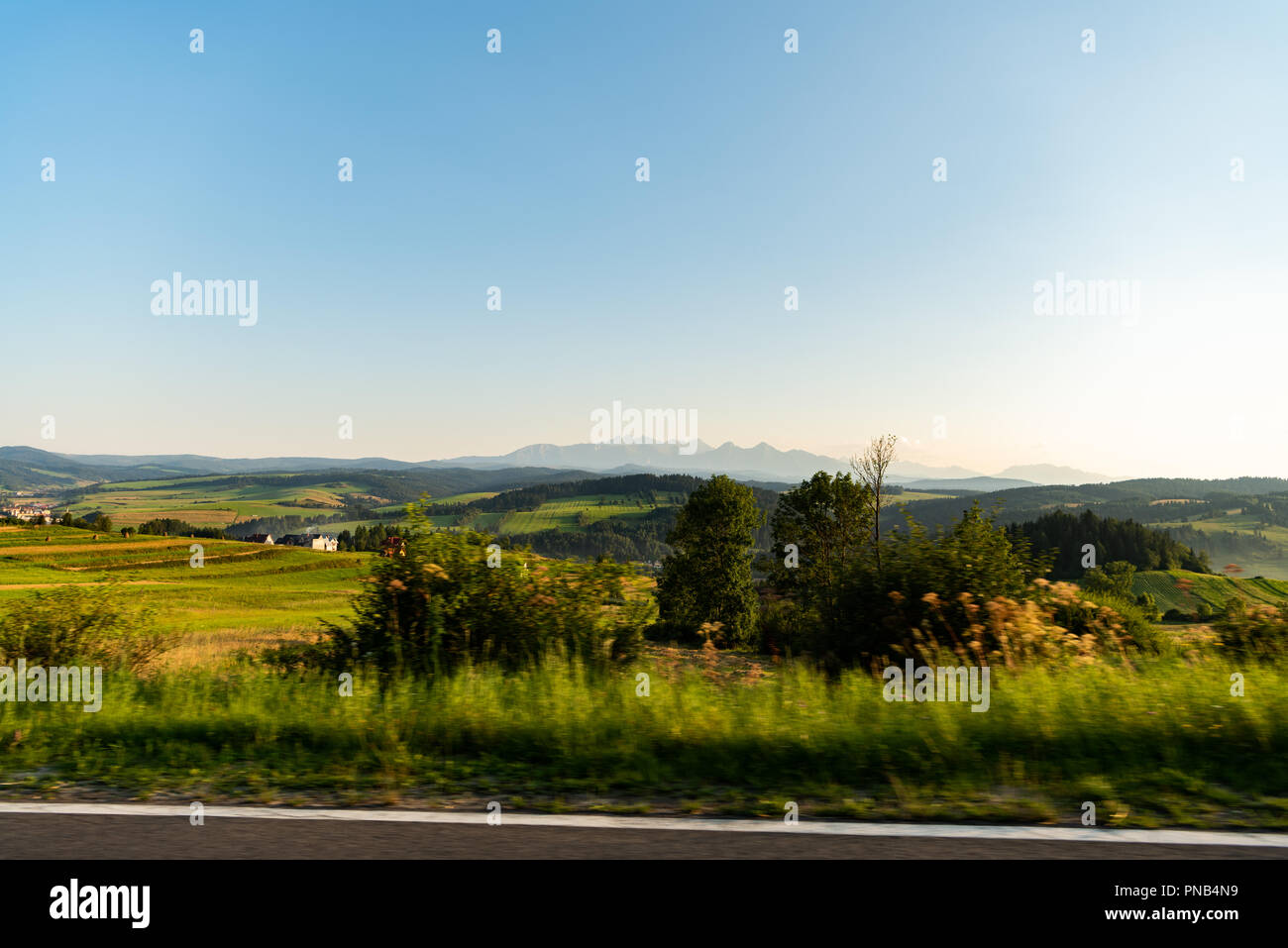 View from driving window mountains Stock Photo - Alamy