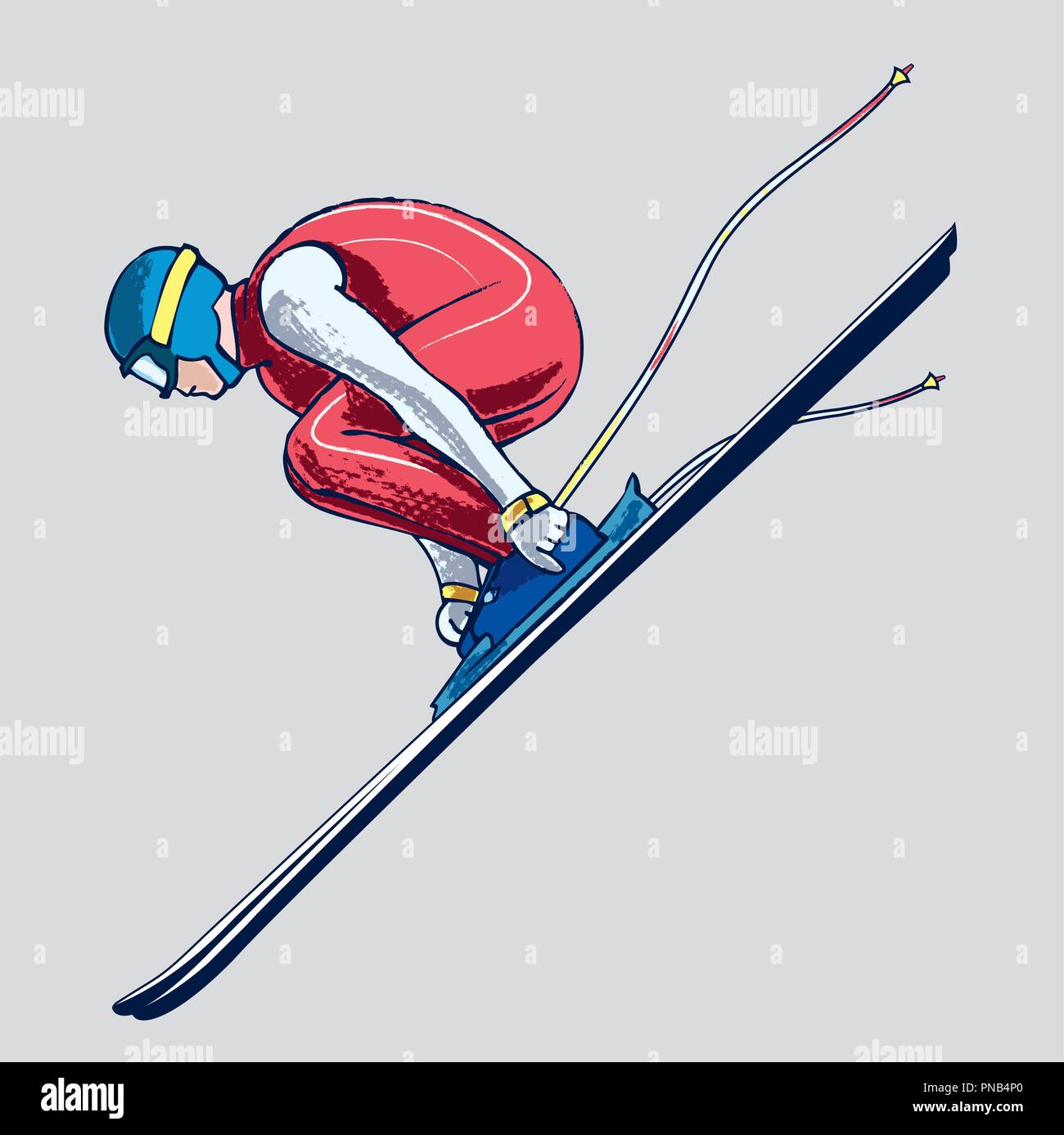 Skiing athlete jumping, hand drawing Stock Vector Image & Art - Alamy