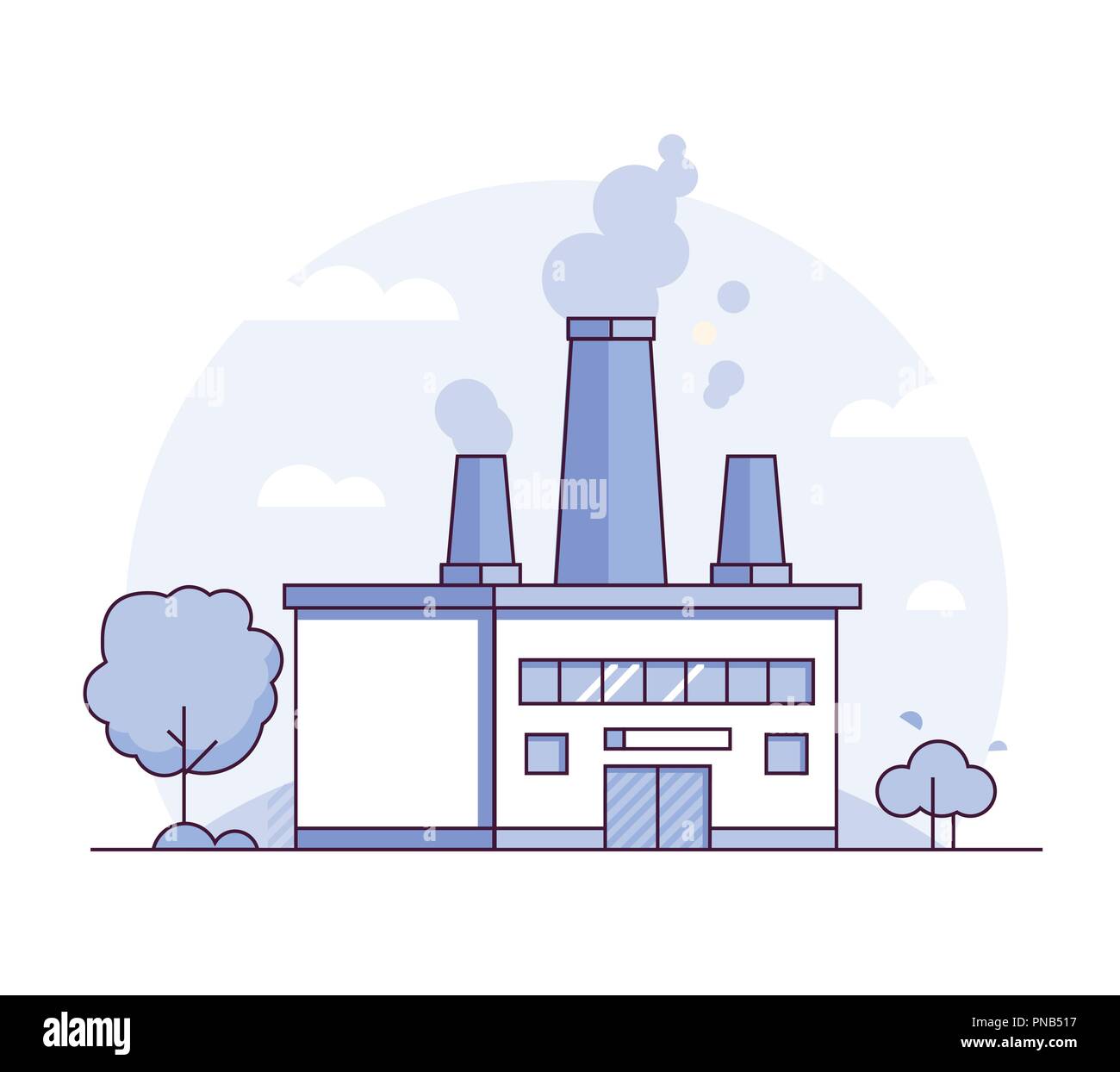 Factory - modern thin line design style vector illustration Stock ...