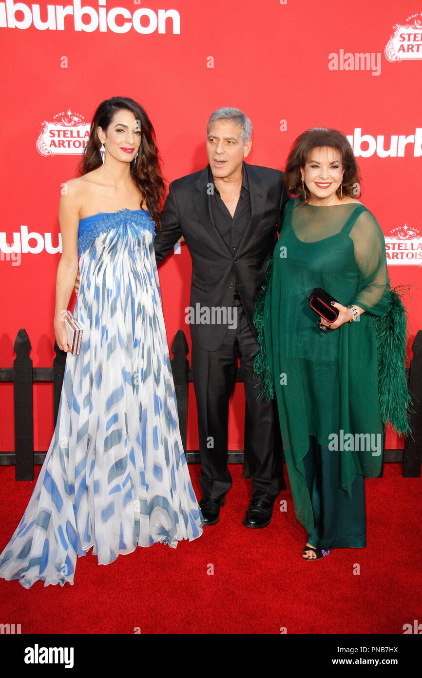 Amal Clooney, George Clooney, Baria Alamuddin at the Premiere of ...