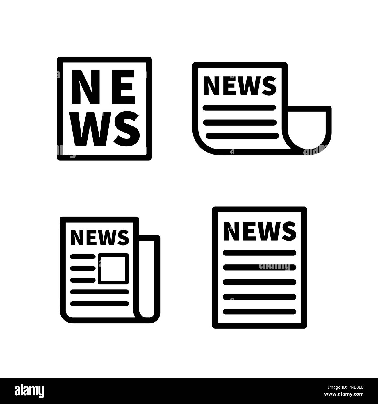 Newspaper icons in flat design style on white Stock Vector Image & Art ...
