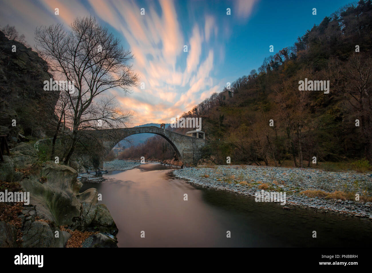 Ponte del Diavolo (Devil's Bridge), Lanzo, Piemonte, Italy. An old ...