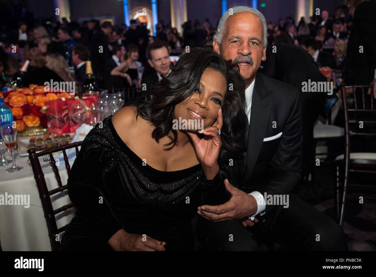 Oprah Winfrey and Stedman Graham at the 75th Annual Golden Globe Awards ...