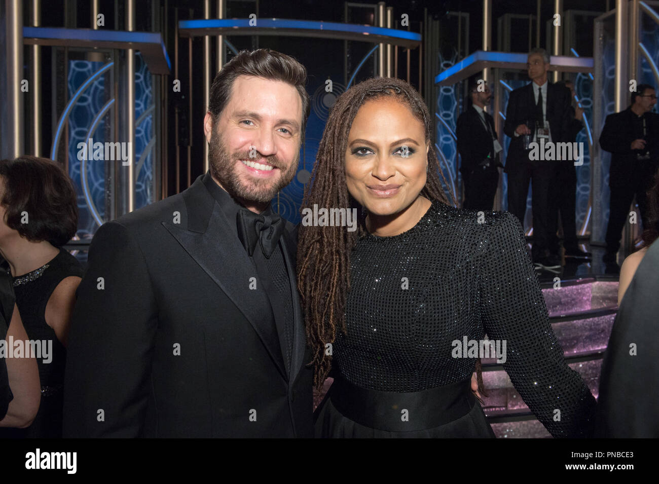 Édgar Ramírez and Ava DuVernay during the 75th Annual Golden Globe ...