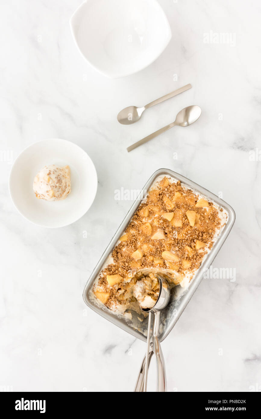 Homemade apple crumble ice cream with vanilla ice cream, apples, toffee ...