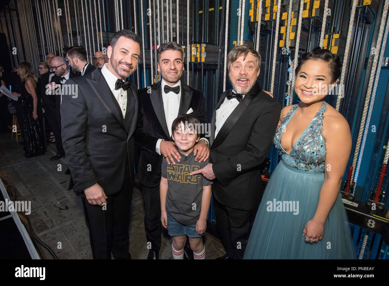 Host Jimmy Kimmel, Oscar Isaac, Mark Hamill, and Kelly Marie Tran ...