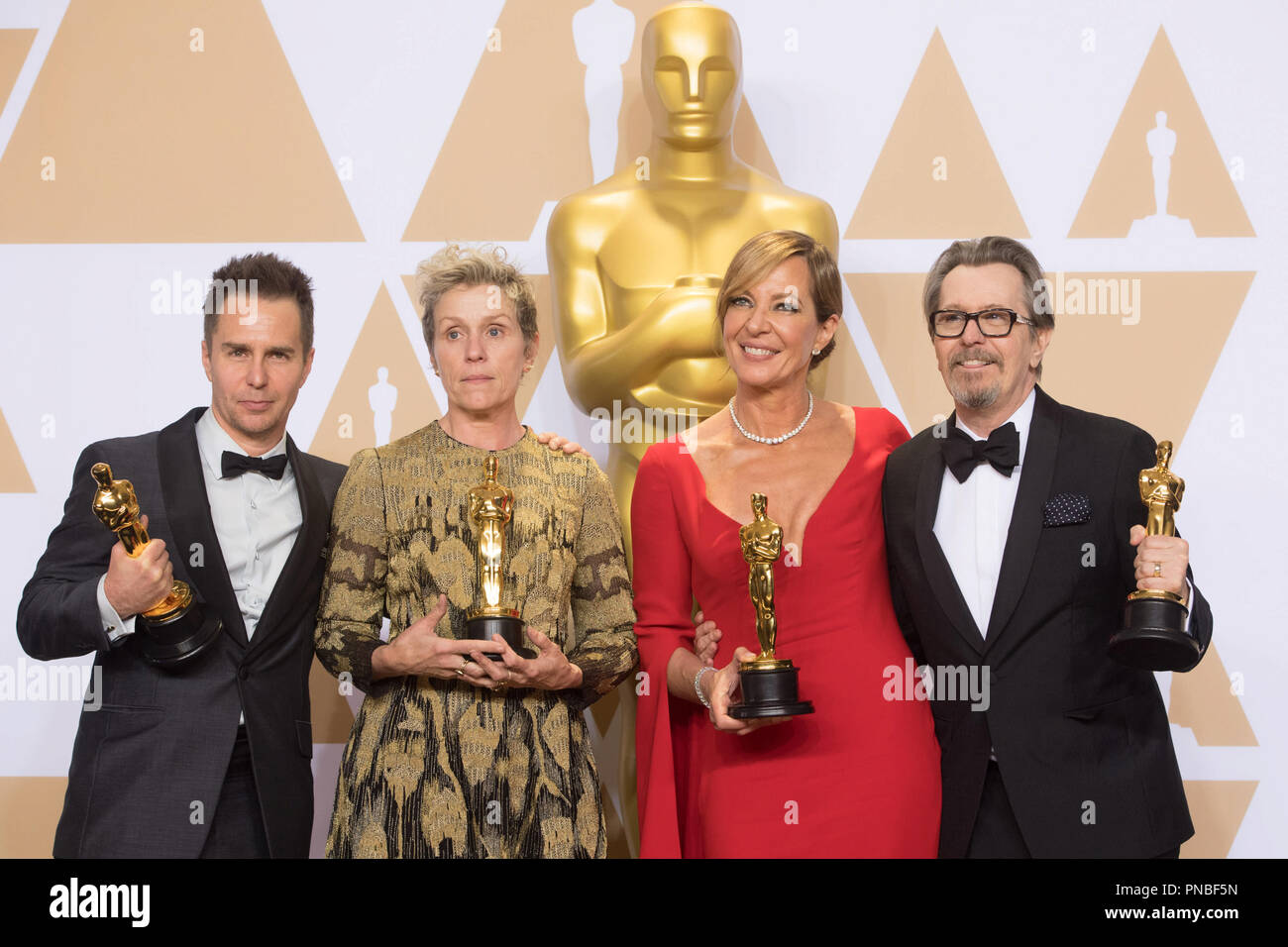 Sam Rockwell, Frances McDormand, Allison Janney and Gary Oldman pose ...
