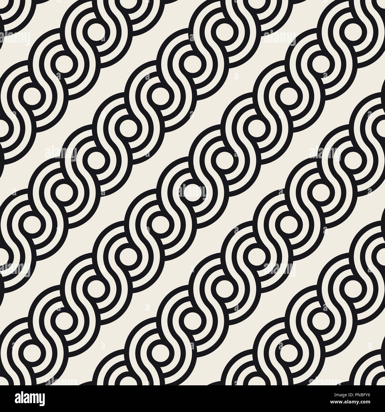 Vector seamless rounded interlacing lines pattern. Modern stylish ...