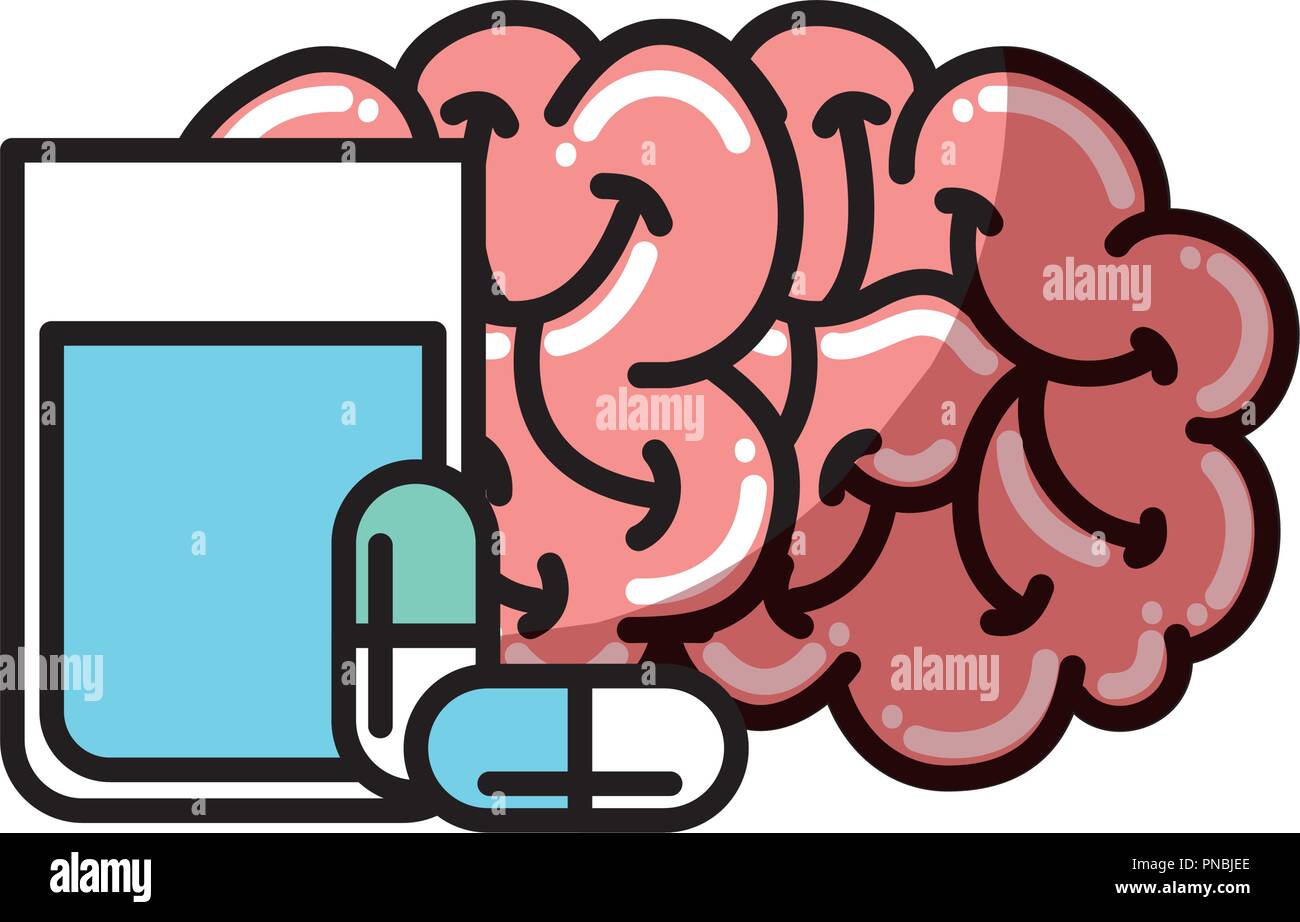 human brain mental water glass capsule medication Stock Vector Image ...