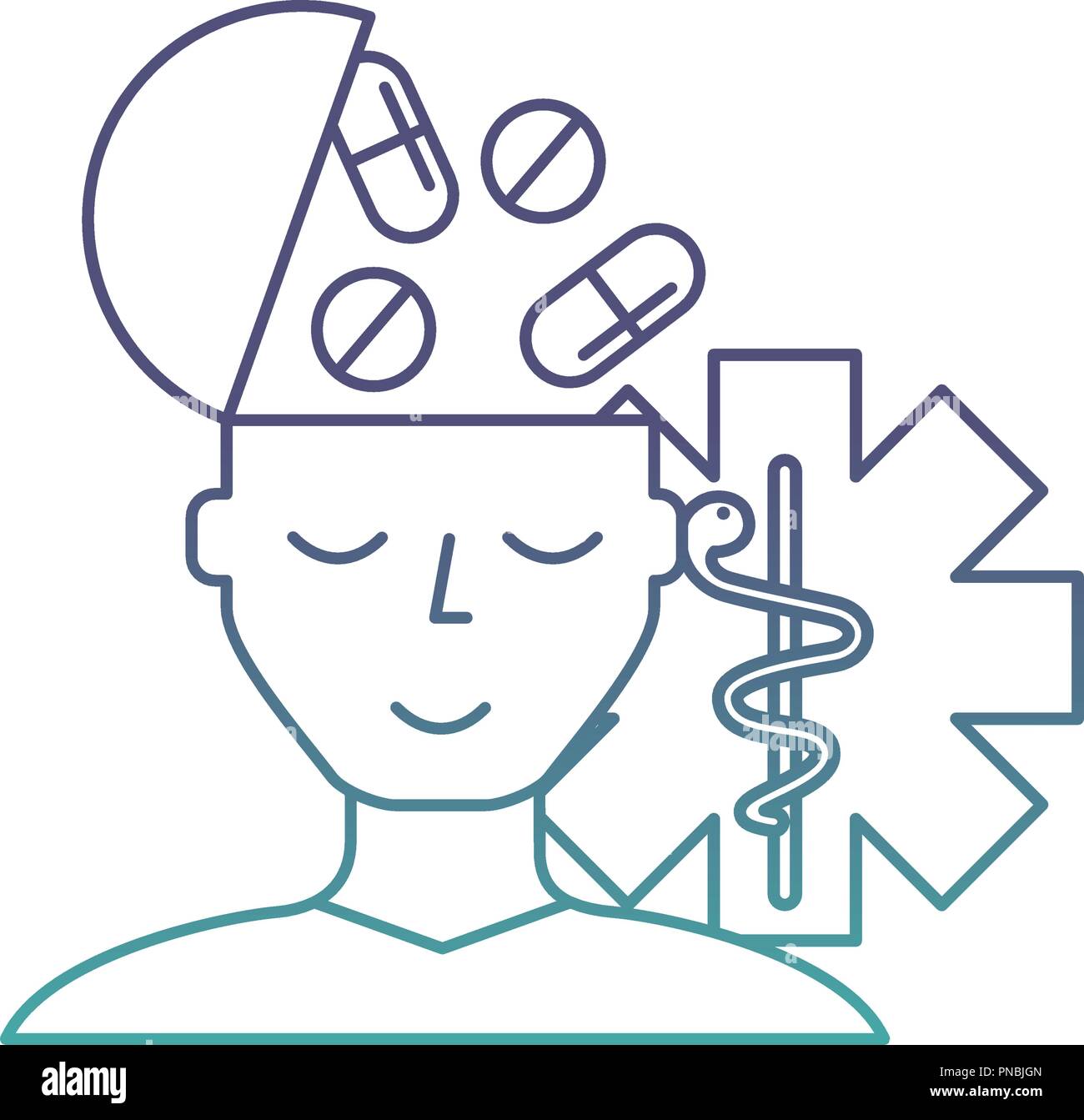 patient man head with medication caduceus Stock Vector Image & Art - Alamy