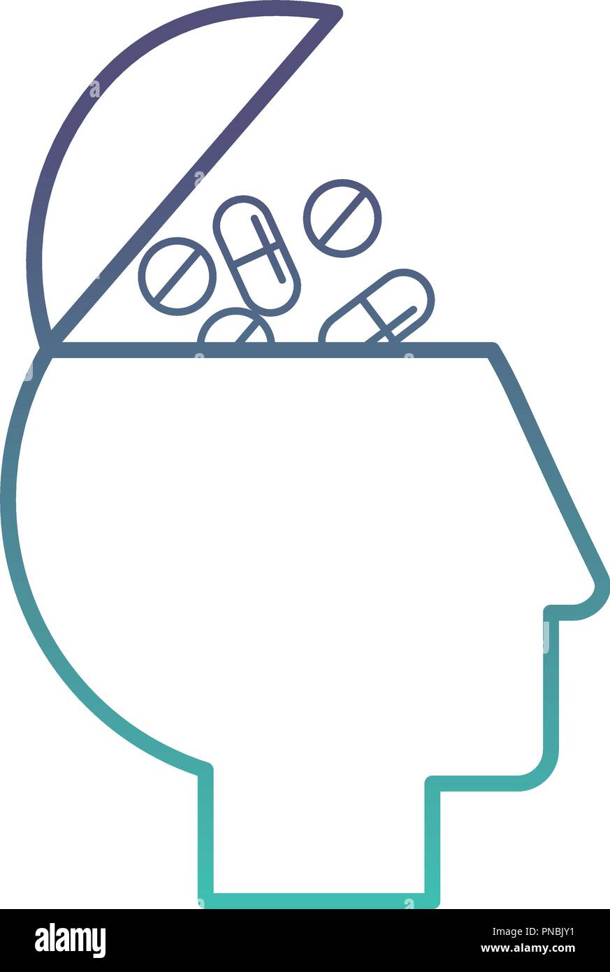 profile human head filled pills medication Stock Vector Image & Art - Alamy