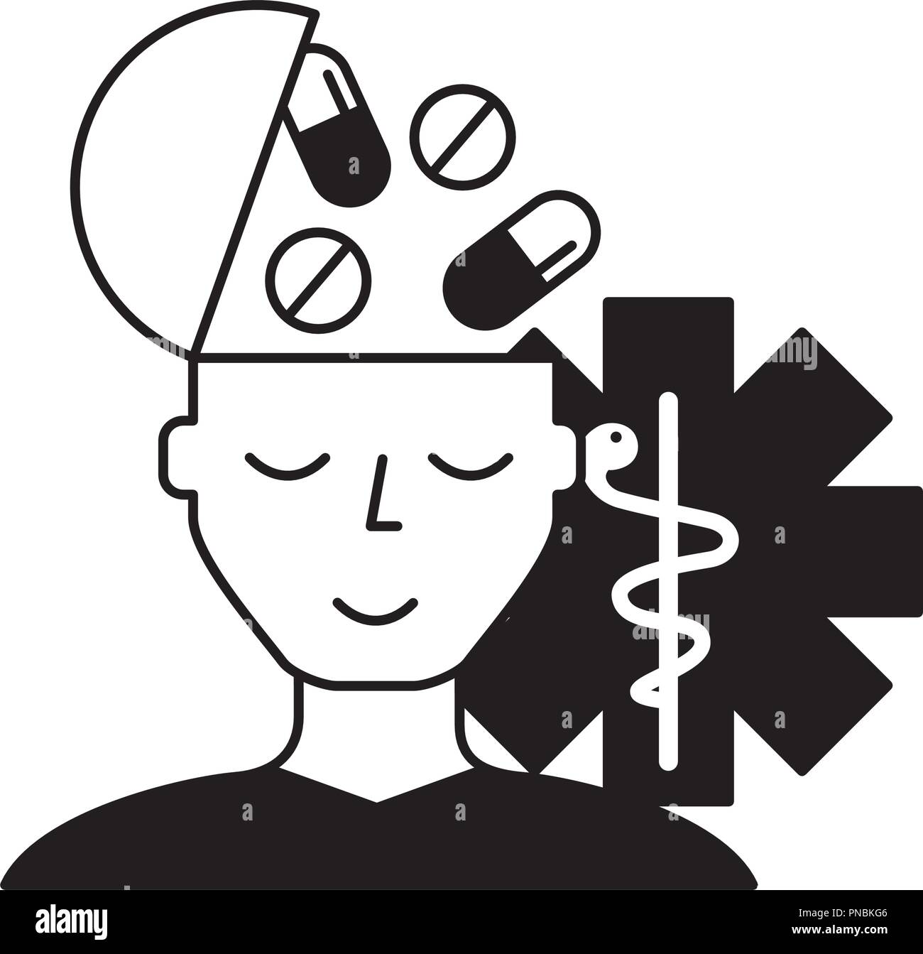 patient man head with medication caduceus Stock Vector Image & Art - Alamy