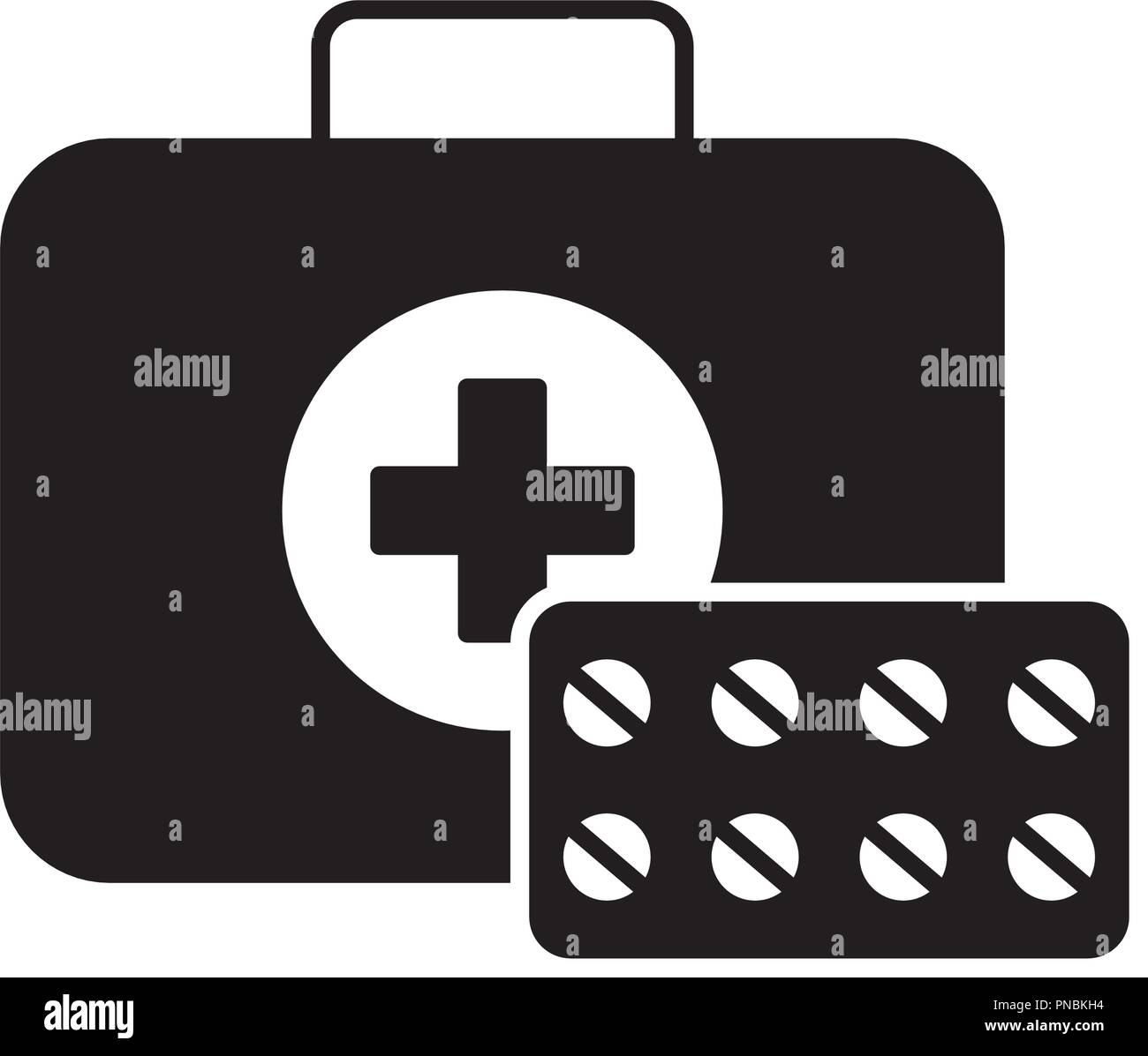 Pill box on black Stock Vector Images - Alamy