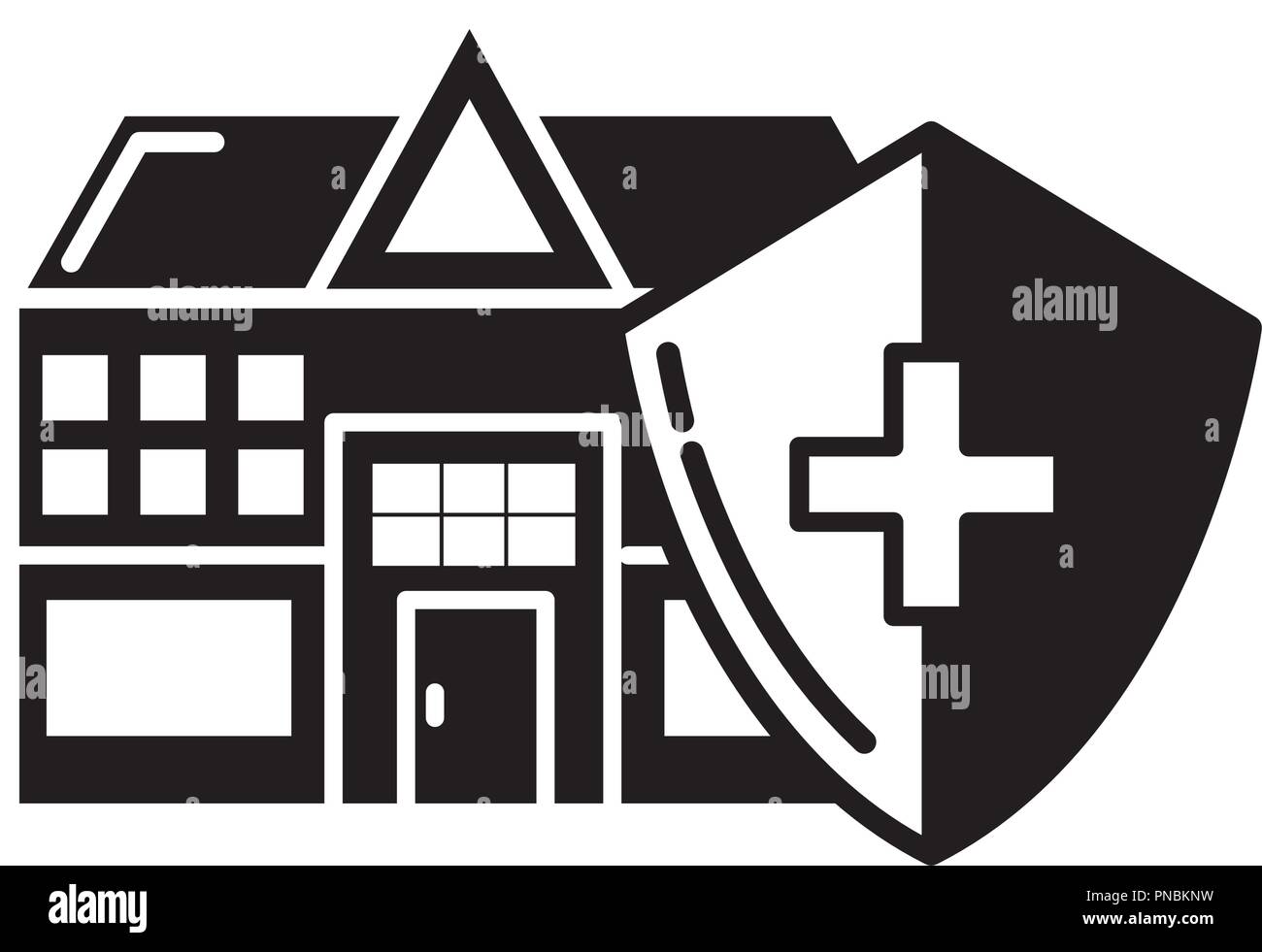 hospital medical building shield protection care Stock Vector Image ...