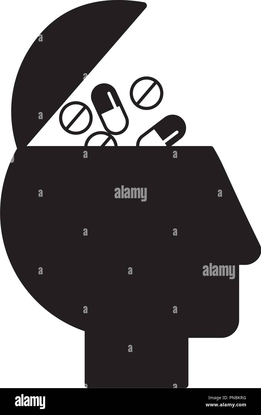 profile human head filled pills medication Stock Vector Image & Art - Alamy
