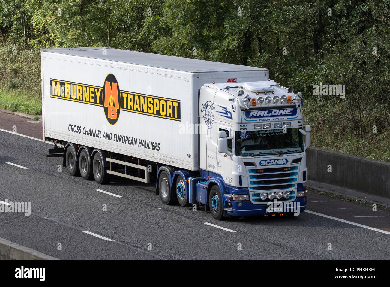 McBurnley Transport HGV Heavy goods lorries, white Scania trucks ...