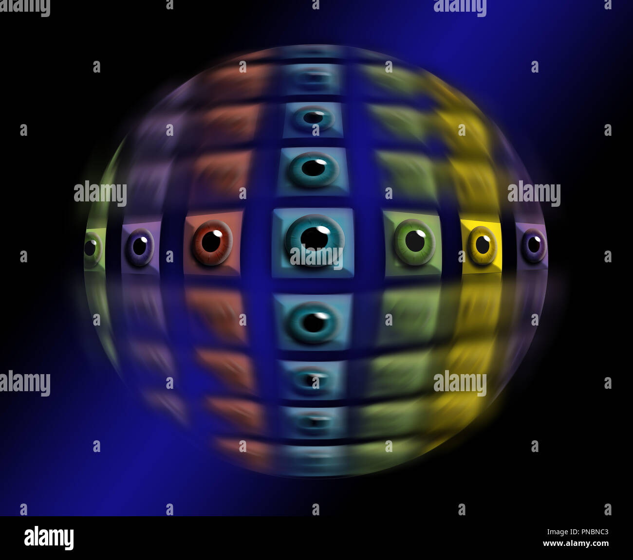 Eye ball is the title of this orb covered with human eyes. Here is a ...