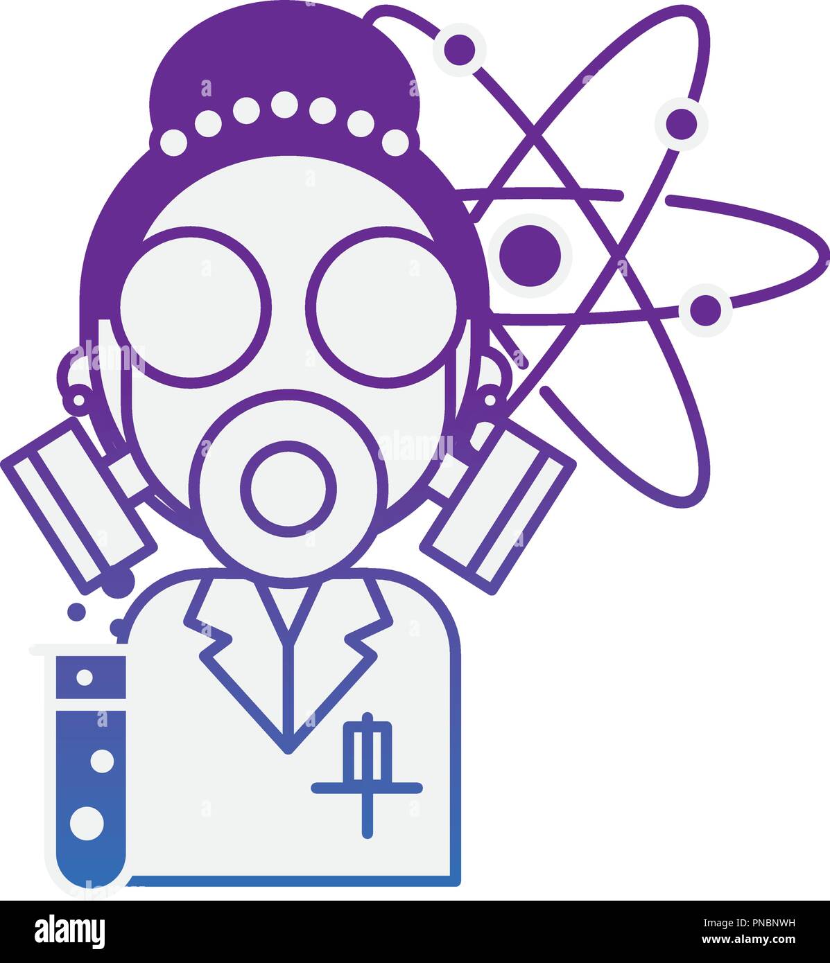 scientific woman wearing mask protection molecule chemistry laboratory ...