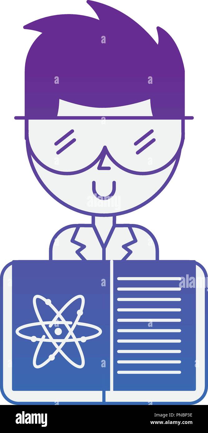 scientific man professor book science chemistry atom Stock Vector Image ...