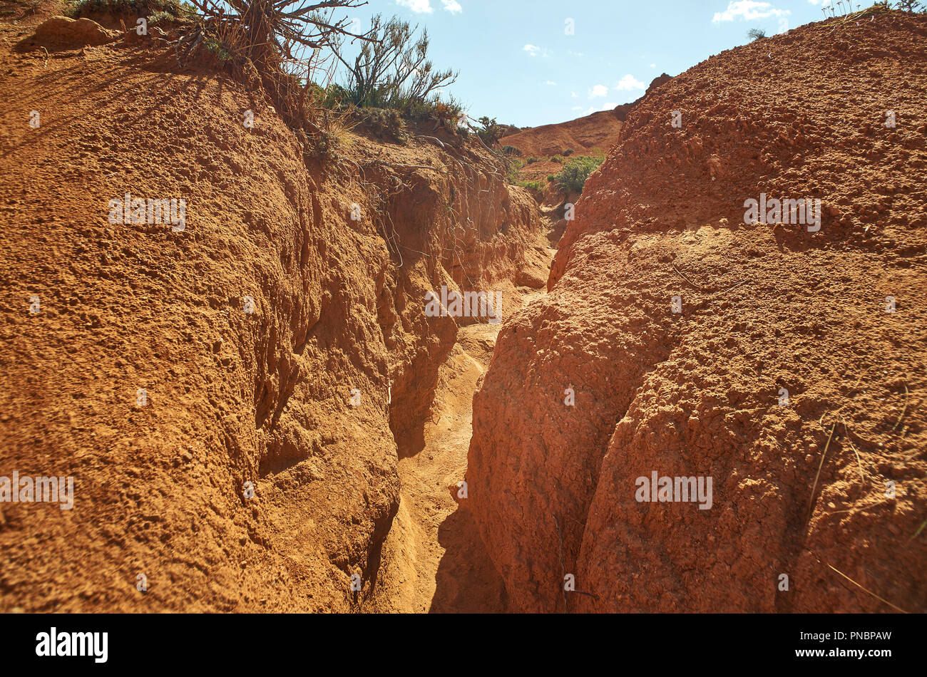 Fairy Tale Canyon, rock formations on the Issyk-Kul lake. Kyrgyzstan ...