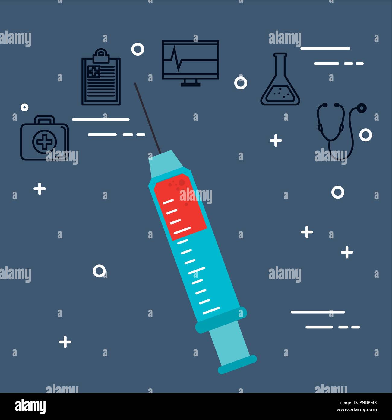 injection with medical healthcare icons Stock Vector Image & Art - Alamy