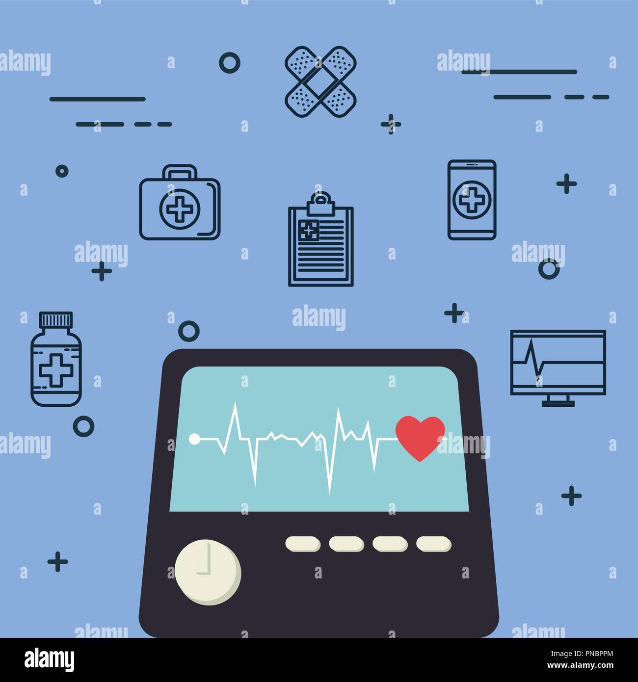 ekg machine with medical healthcare icons Stock Vector Image & Art - Alamy